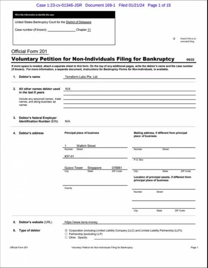 Terraform Labs files for Chapter 11 bankruptcy, faces mounting legal ...